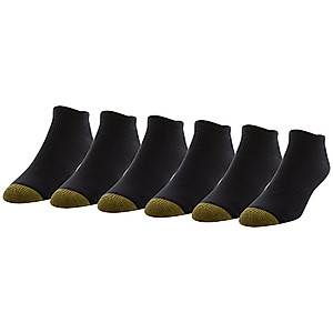 GOLDTOE Men's Nylon Lite No Show Socks, 6-Pairs, Black, Large