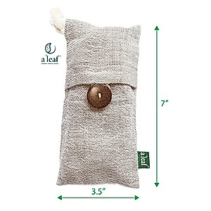 Bamboo charcoal air purifying bag, Naturally Dyed and Canada-Made odor absorber bags, a scent free, chemical free activated bamboo charcoal smell eliminator bags, 8 small light grey color bags