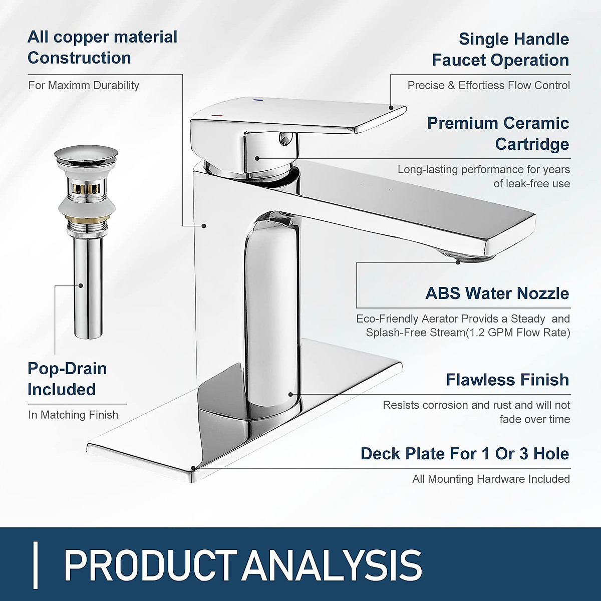 Chrome Bathroom Faucet Single Handle Bathroom Vanity Sink Faucet with Pop-up Drain and Faucet Supply Lines Rv Lavatory Vessel Faucet Basin Mixer Tap