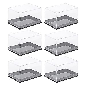 Cabilock 6pcs Transparent Plastic Boxes Natural Rough Mineral Specimen Display Cases Countertop Boxes Cube Transparent Display Boxes Pop Figures Display Collectibles Mineral Specimen