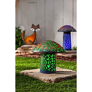 11" Solar Lighted Garden Meadow Mushroom