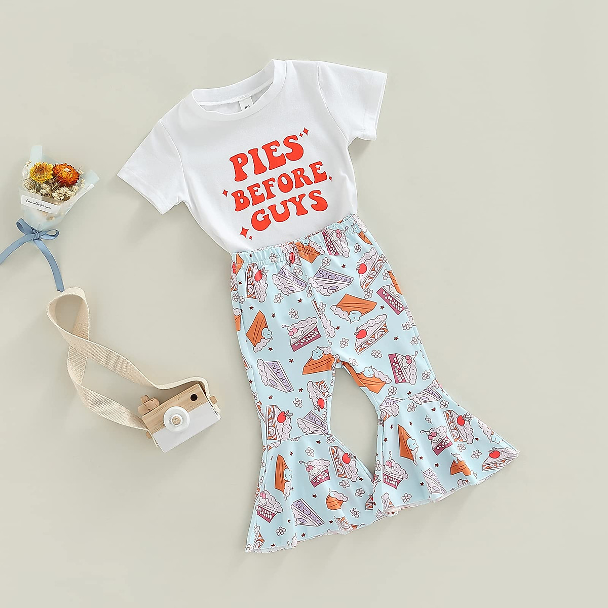 Halloween Outfits Baby Girls Long Sleeve Pumpkin Pumpkin Shirt Tops+ Bell Bottoms 2Pcs Fall Flare Pant Clothes Set (X-Pies Before Guys, 4-5 Years)