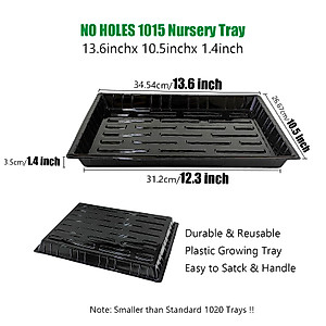 RooTrimmer Grow-Green 10-Pack Microgreen Seed Starter Grow Trays for Seedlings, Shallow Seeding Germination Flats Non Standard 1015 Tray no Holes Plant Sprouter Propogation Tray