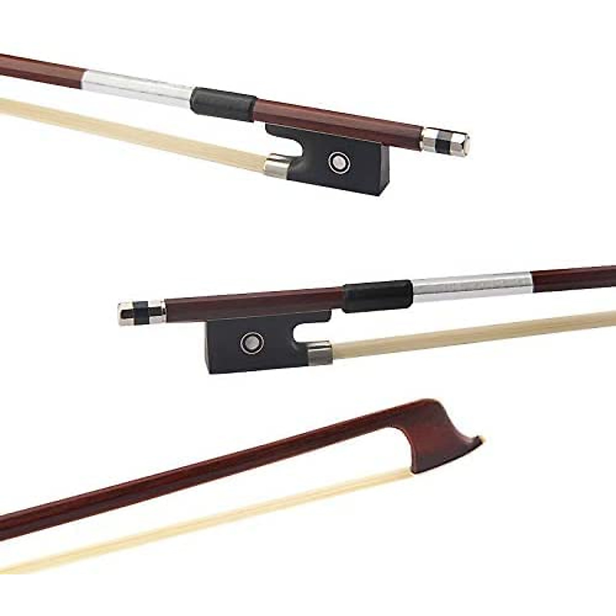 AMZZ Professional Full Size 4/4 Violin Bow Well Balanced Round Brazil Wood Stick Horsehair （4 4 Violin Bow）