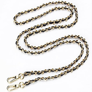 LAMEEKU Designed for iPhone 11 Pro Wallet Case, Case Wallet with Crosbody Leather Strap & Gold Chain Strap Compatible for iPhone 11 Pro-Black