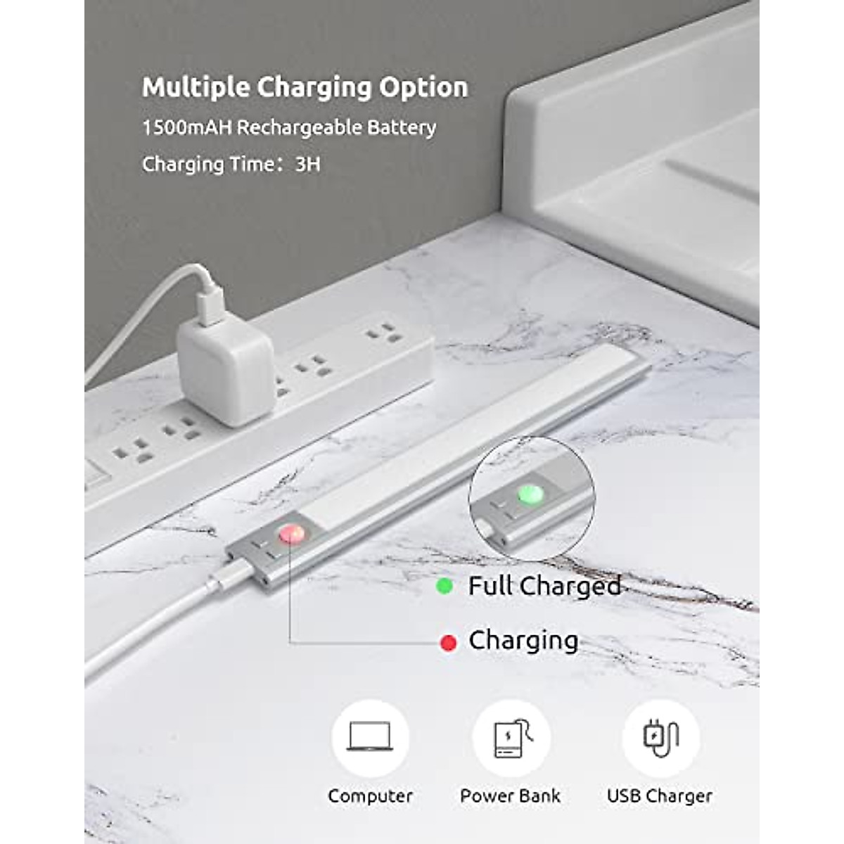 Pluralla Closet Light Rechargeable, 41 LED Under Cabinet Light with Motion Sensor, Magnetic Wireless Light Fixtures, 3 Colors Dimmable Under Counter Night Light for Kitchen/Wardrobe/Stairway - 2 Pack