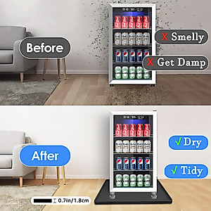 Sereficy Mini Fridge Silicone Mat for Floor, 24''x24''x0.7'' Mini Fridge Drip Tray with 4 Height Adjustable Base for Carpet, Mini Refrigerator Pan to Protect Floor, Prevents Leakage Water Spills