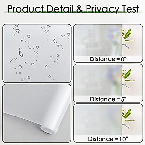 Homein Privacy Window Film, Frosted Glass Window Film for Bathroom, Non-Adhesive Static Cling Window Film Sun Blocking Reusable Decorative Door Covering for Home Office, 17.5" x 78.7"