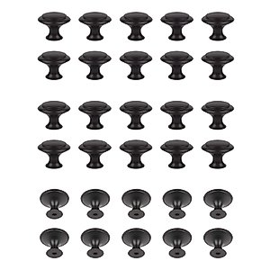 MoHern Black Cabinet Knobs, 30 Pcs 1-1/5 inch Kitchen Cabinet Drawer Hardware Knobs