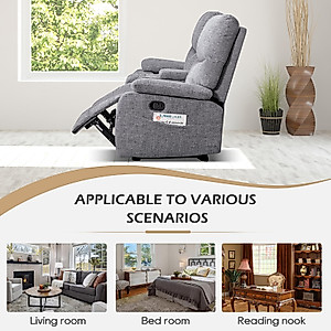 VUYUYU Reclining Sofa, Double Reclining Loveseat with Console, 2 Seater Sofa Home Theater Seating, Fabric Recliner Sofa Couches with Storage and Cup Holders (Gray)