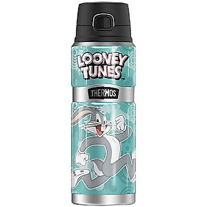 Looney Tunes Bugs Bunny Circle Pattern THERMOS STAINLESS KING Stainless Steel Drink Bottle, Vacuum insulated & Double Wall, 24oz