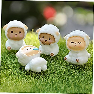 SEWACC 5pcs Lamb Doll Ornaments Car Decor Toys Lamb Accessories Cartoon Lamb Craft Delicate Lamb Ornaments Succulent Flower Pot Lamb Figurines for Kids Toy Lamb Trinkets Cute Baby Plastic