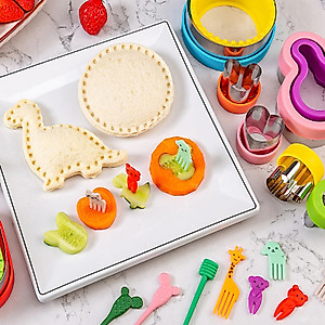 Sandwich Cutter for Kids Lunch 22 Pcs (LARGE), Nifogo Sandwich Maker, Cookie Cutters and Sealer Set, Bread Decruster, Dinosaur Mickey Square Circle Shape for Boys Girls