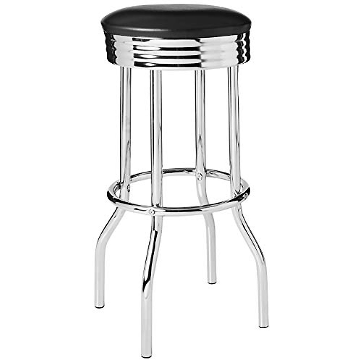 Crown Mark 3905Set Retro 3pc Bar Set w/ 2 stools Black and Chrome