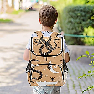 AIXIWAWA School Backpack (Alchemy Snake), Large Capacity Causal Daypack with Bottle Pockets Reflective Strips for Boys Girls Adults 12.2 x 7.87 x 16.14 inches