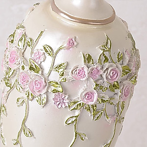 GaRcan Mid-Century Pink Desk Lamps Art Deco Resin Table Lamp Reading Bedside Light Fabric Princess Shade for Living Room Office, Study Room, Bedroom, Dorm Room,Pink