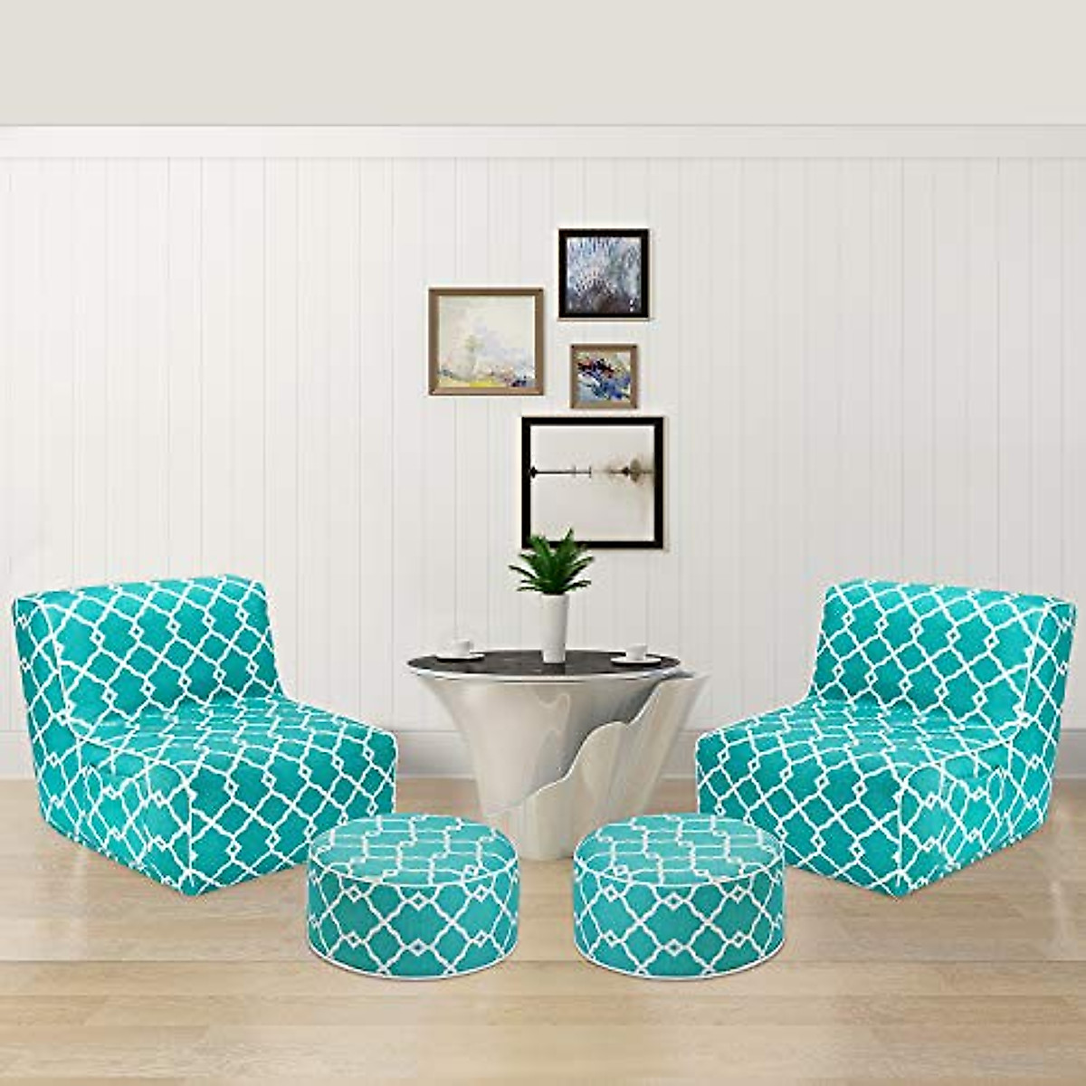 Inflatable Ottoman footrest Stool with Portable air Pump and Storage Bag or Pouch Used for Outdoor or Indoor Travel Portable Camping Backyard Patio Garden Home Yoga footrest Stool (Turquoise)