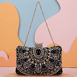 Fawziya Clutch Purses Women Beaded Evening Bag-Black