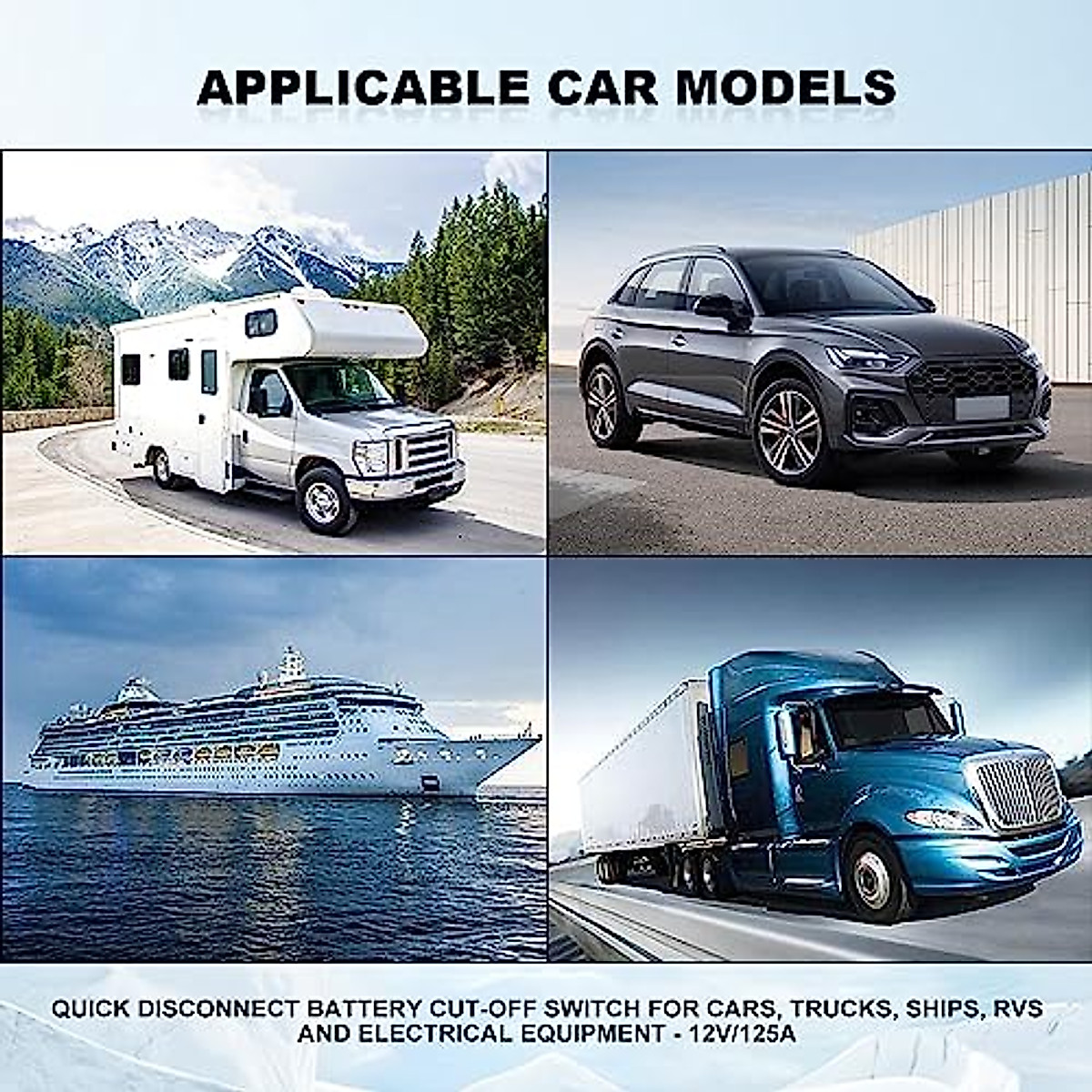 Quick Disconnect Battery Cut Off Switch Top Post Battery Disconnect Switch Pure Copper Power Off Switch Car Battery Connector (Black)