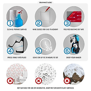 The UberAtlas Dual Game Controller & Headphone Stand Wall Mount Holder for Xbox ONE, Series X, PS5, PS4, PS3, Switch, STEELSERIES Gamepad & More, Stay Organized No Screws, by Brainwavz