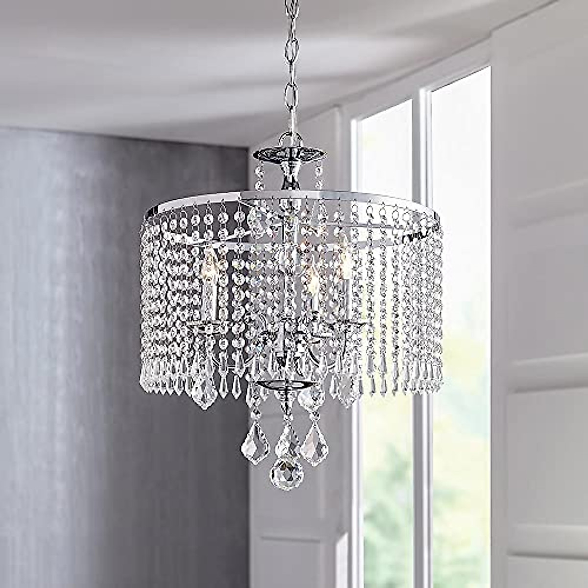 Home Decorators Collection 3 Light Polished Chrome Chandelier with K9 Crystal Dangles Model 1001789669