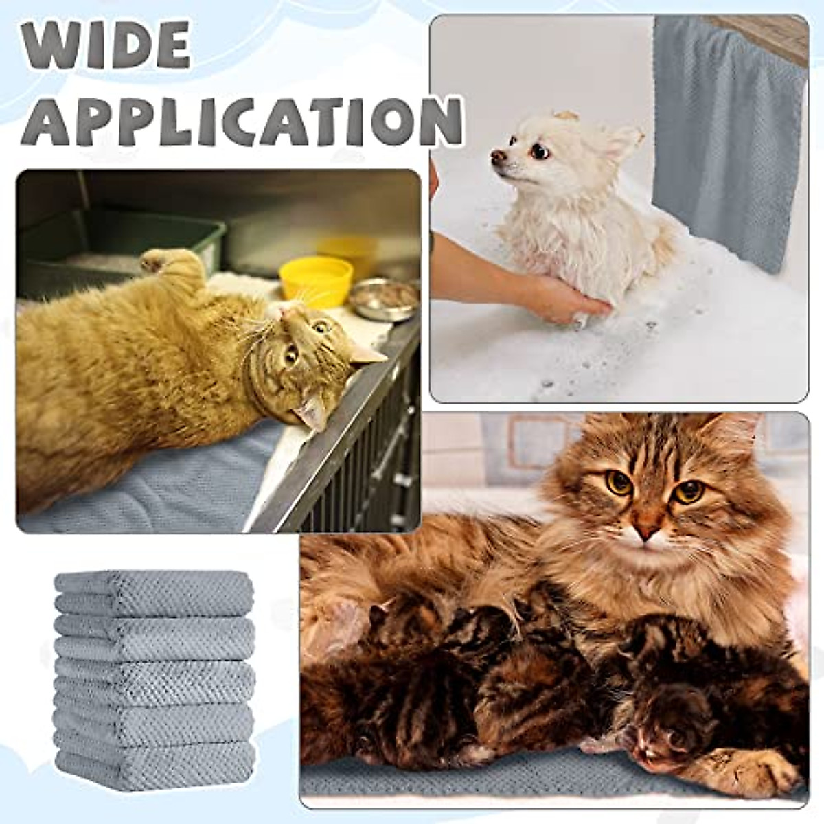 Reginary 10 Pcs Guinea Pigs Blankets Hamster Fleece Cage Liners Coral Fleece Quick Dry Soft Blankets Bedding Guinea Pig Accessories for Cat(14 x 30 Inch,Gray)