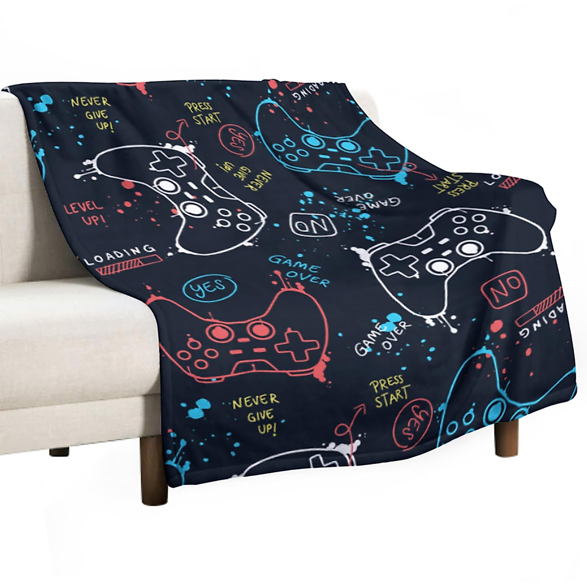 Video Game Controller Print Blanket Soft Warm Plush Throw Blanket Games Console Flannel Blanket Couch Bedroom Living Room Camping Travel Blanket (Style 2, 50" x 40")