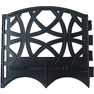 Abba Patio Garden Fence Recycled Plastic Landscape Edging 12 Sections 6.4" L x 5.7" W Flexible No-Dig Scroll Style Decorative Border, Black