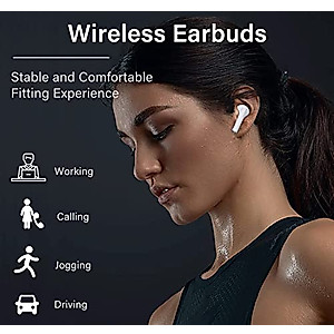 Wireless Earbuds Bluetooth Headphones IPX7 Waterproof Bluetooth Earbuds 30H Playtime Headset with Charging Case Wireless Bluetooth Earphones with Mic for iPhone/Samsung/Android (White)