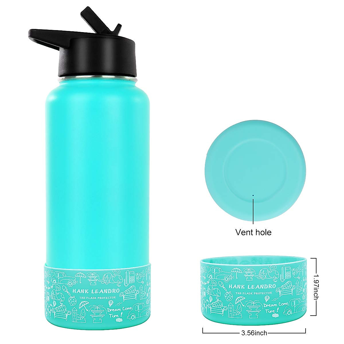 Hank Leandro Upgraded Protective Silicone Boot for 32-40oz Water Bottle,BPA-Free Safe Anti-Slip Bottom Sleeve Cover