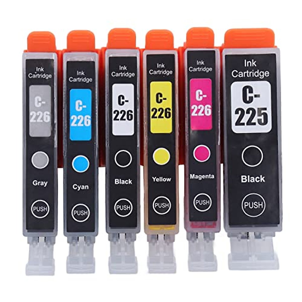 225-226 Ink Cartridge, Output Large Capacity Colorful Cartridge Combo Pack, for PIXMA IX6520 IP4820 IP4920 (BK BK C M Y GY 6 Colors)