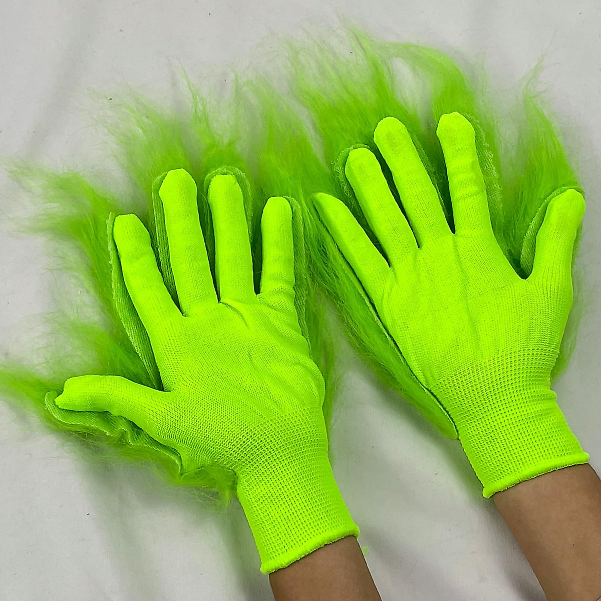 Hikkcos Green Gloves Green Furry Hand Gloves Green Monster Costume for Adult Halloween Christmas Cosplay Party Supplies