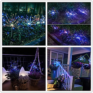 Honche Solar Garden Lights, 2 Pack Decorative Solar Outdoor Lights Waterproof IP65 8 Lighting Modes Firework Lights for Garden Patio Counrtyards Pathway Part