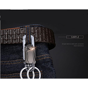 1Pc Multifunctional Heavy Duty Car Keychain Organizer, Key Holder with 2 Key Rings, Bottle Opener for Men and Women,Sliver-Grey color