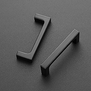 Ravinte Square Cabinet Handles 10 Pack, Solid Kitchen Cabinet Pulls Drawer Pulls Kitchen Cabinet Hardware Flat Handles, 3 Inch, Matte Black