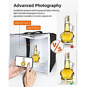 Glendan Mini Photo Studio Light Box, 14" x 10" Photo Shooting Tent kit, Portable Foldable Light Box Photography with 112pcs LED Light, 6 Color PVC Backgrounds, 4 Reflection Boards for Small Items