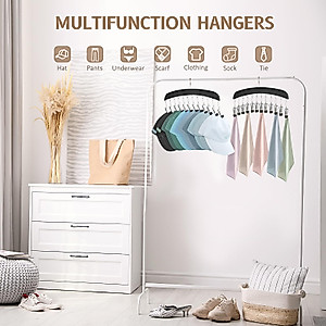 HOMEBROS Legging Organizer for Closet, HOMEBROS 2 Packs Wooden Closet Leggings Hanger Organizer with 24 Clips Space Saving Multi Clip Hanger with 360° Swivel Hook for Pants Scarfs Hats - Black