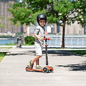 Jetson 3-Wheel Scooters - Twin Kick Scooter (Red) - Collapsible Portable Kids Three Wheel Push Scooter - Lightweight Folding Design with High Visibility RGB Light Up LED Wheels