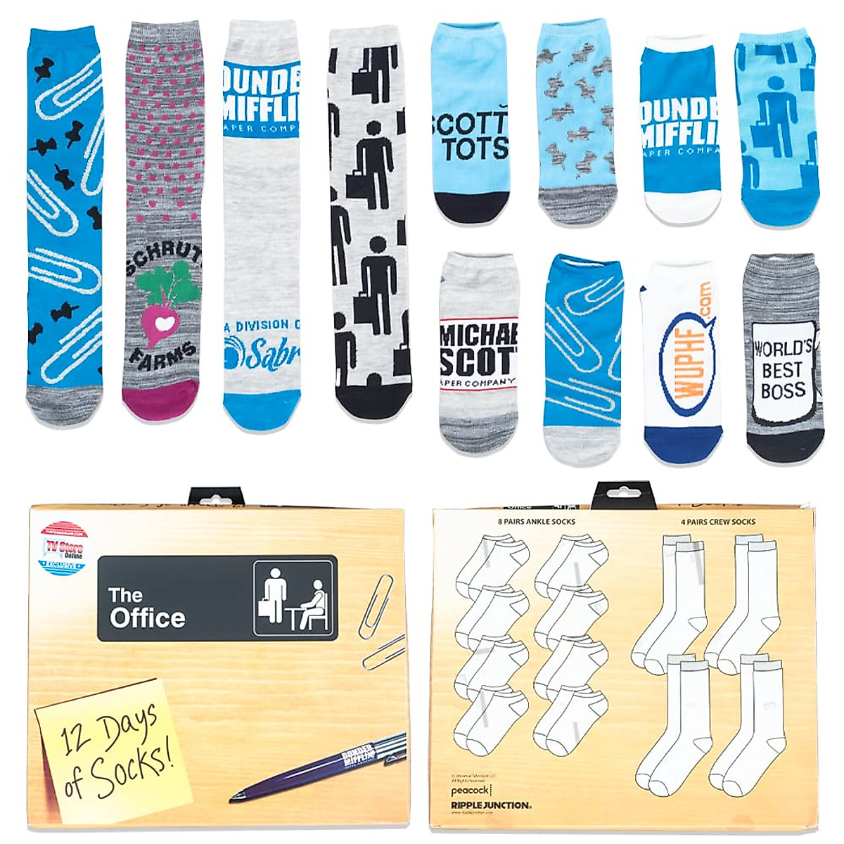 Ripple Junction The Office 12 Days Of Socks Advent Calendar Gift Set (12 Socks Included)