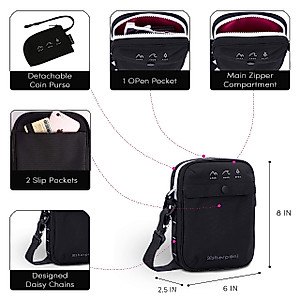 Sherpani Suki, Nylon Crossbody Purse with Coin Purse, Small Crossbody Bag, Cross Body Bag, Christmas Gifts, Purses for Women (Black)