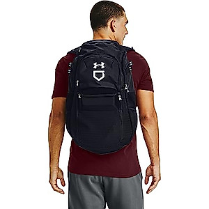 Under Armour mens Yard Baseball Backpack , Black (001)/White , One Size