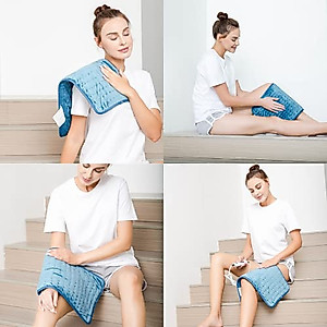 Weighted Heating Pad - 2.2lb Large Electric Heated Pad,with 6 Temperature Levels,with 4 Kinds of time Automatic Shutdown,Fast-Heating Technology for Waist/Abdomen/Neck Pain and Cramps Relief,12''×24''