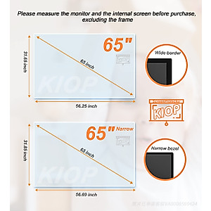KIOP 65 inch Out Blue Light LCD TV Screen Protector Anti Glare Anti Scratch Multi-Function Matte TV Film Relieve Eye Strain No Bubbles Fingerprints,65" W56.69*L31.85