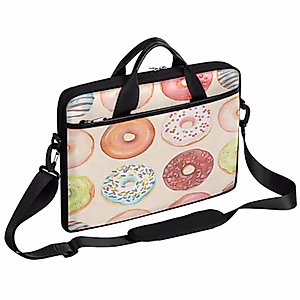 Donuts Laptop Computer Bag Waterproof Shoulder Messenger Bag 13-15 inch Durable Laptop Tote Bag with Shoulder Strap Handle Lightweight Crossbody Briefcase