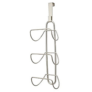 mDesign Modern Decorative Metal Wire Over Shower Door Towel Rack Holder Organizer - for Storage of Bathroom Towels, Washcloths, Hand Towels - 3 Tiers - Satin