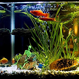 POPETPOP Aquarium Ornament Pirate Skeleton Decoration Skull Fish Tank Decor Cave for Hiding Betta Fish Accessories