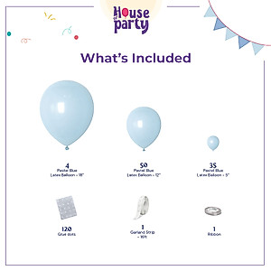 HOUSE OF PARTY Pastel Blue Balloons - Light Blue Balloons 5/12/18 Inch, Baby Blue Balloons Garland for Graduation, Baby Shower & Birthday Party Decorations