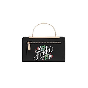 Frida Kahlo Flower Collection Licensed Cross Body Bag (Black)