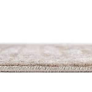 Unique Loom Oxford Collection Area Rug - Magdelan (8' x 10' Oval, Beige/Ivory)