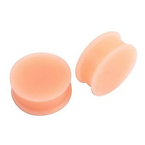 Pair of Flesh Skin Colored Plugs Hiding Hide Hider Retainer Silicone Ear Gauges Body Piercing Jewelry (00g(10mm))